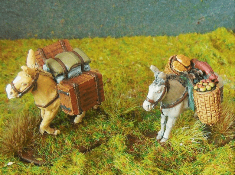 A Pair of Pack Mules with loads – Entoyment Wargaming and Hobby Centre